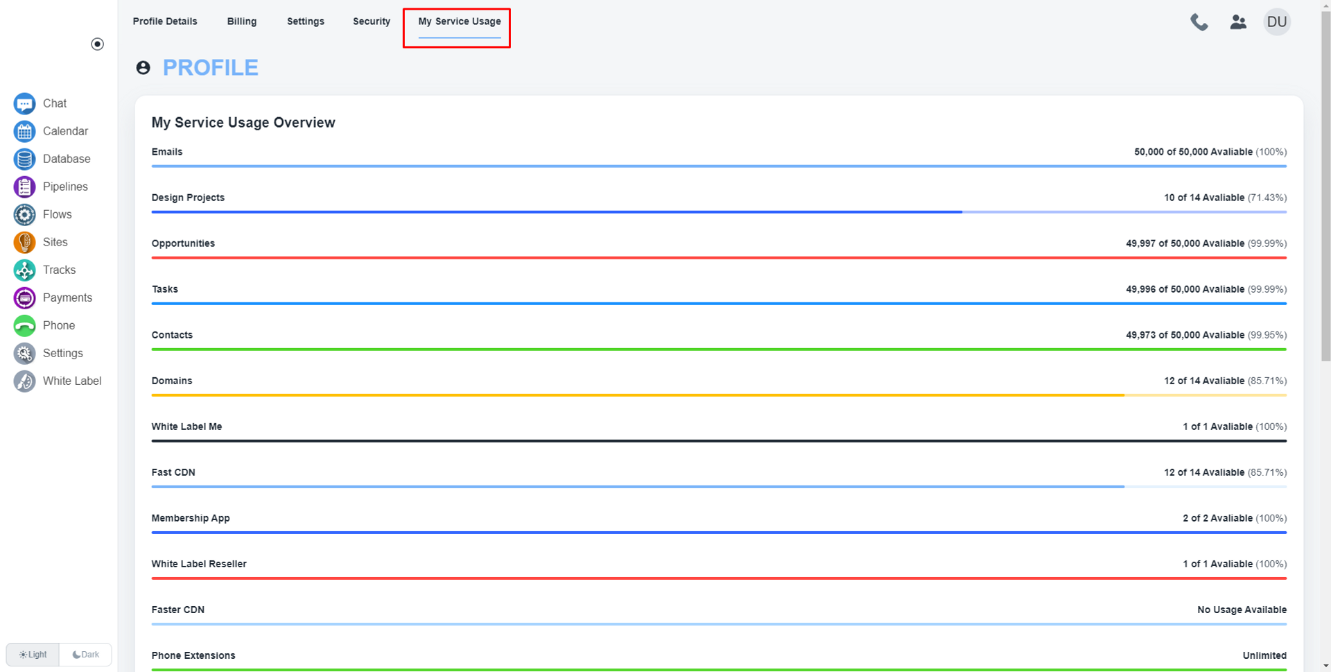 How to view my Service Usage? - GlideCampaign